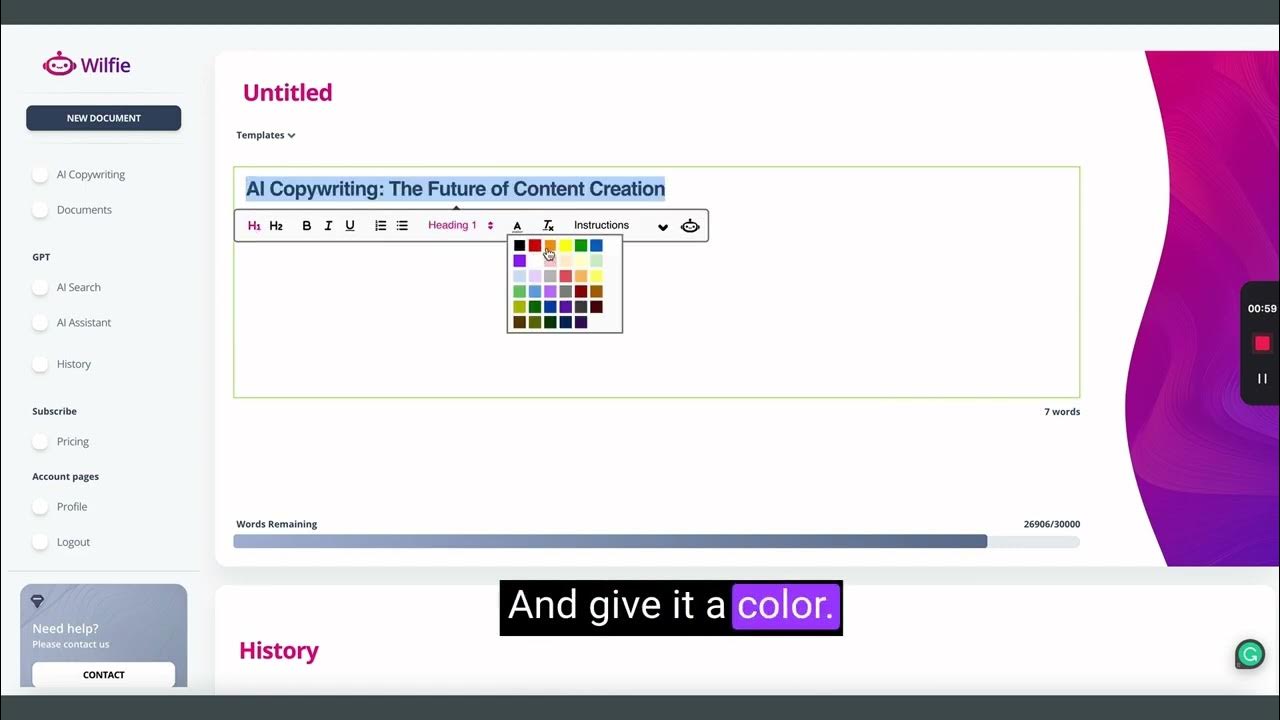 Wilfie AI - AI Commands in Documents - YouTube