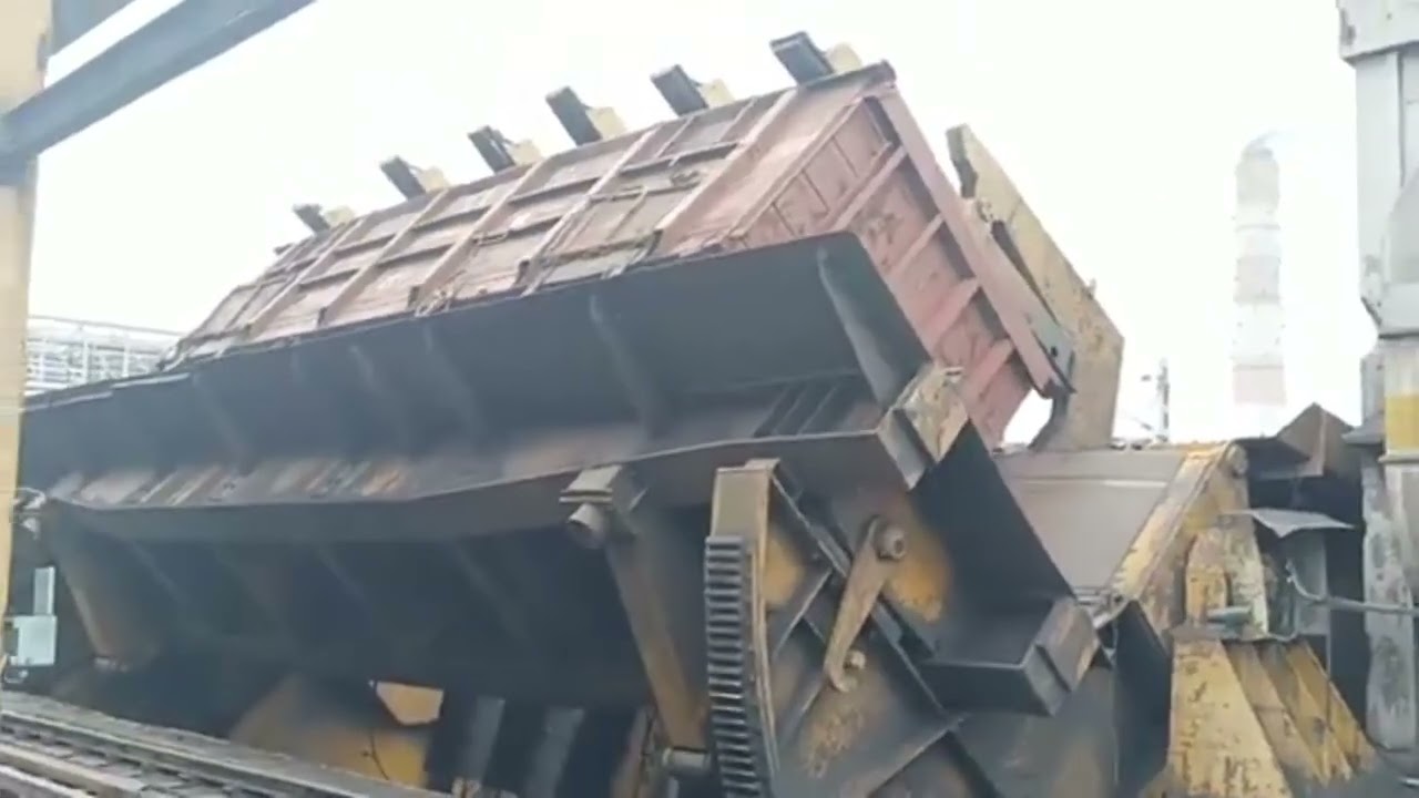 Best Wagon Tippler Automatic Operation #How to unloading goods train ...