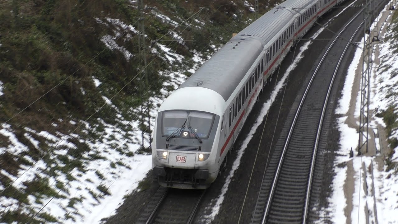 German IC High-Speed Train meeting Austrian Train - YouTube