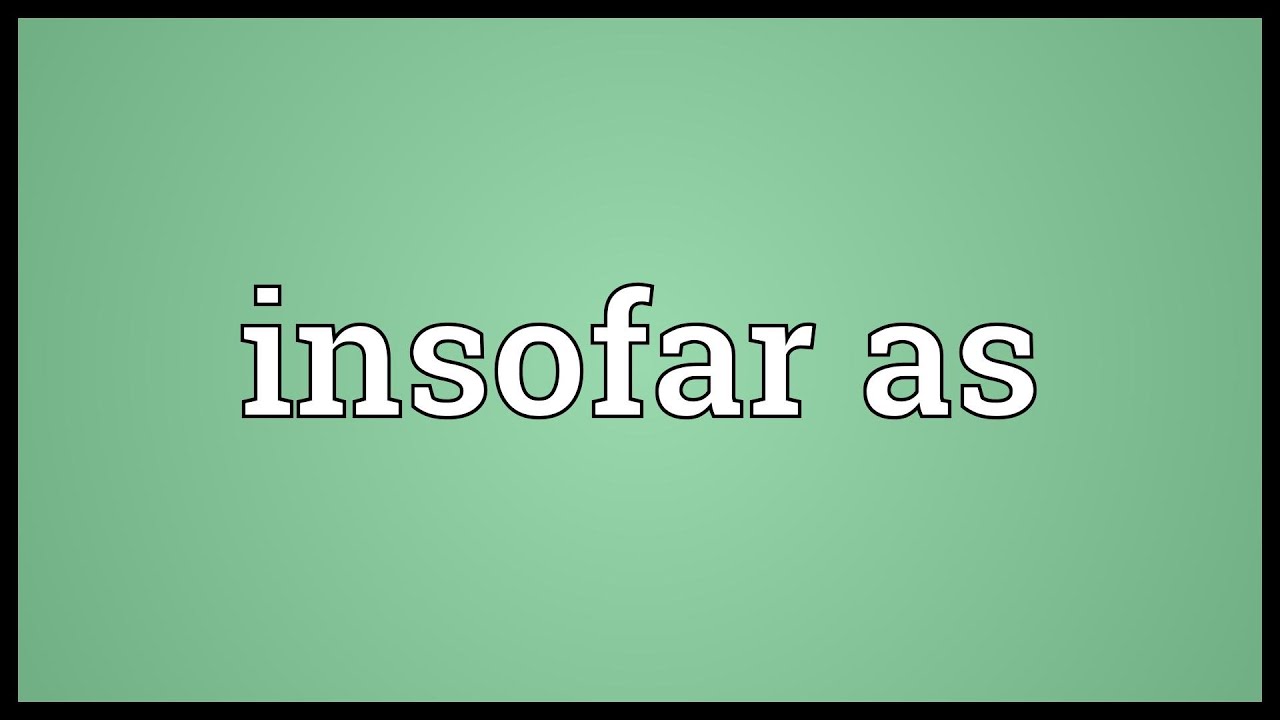 Insofar as Meaning - YouTube