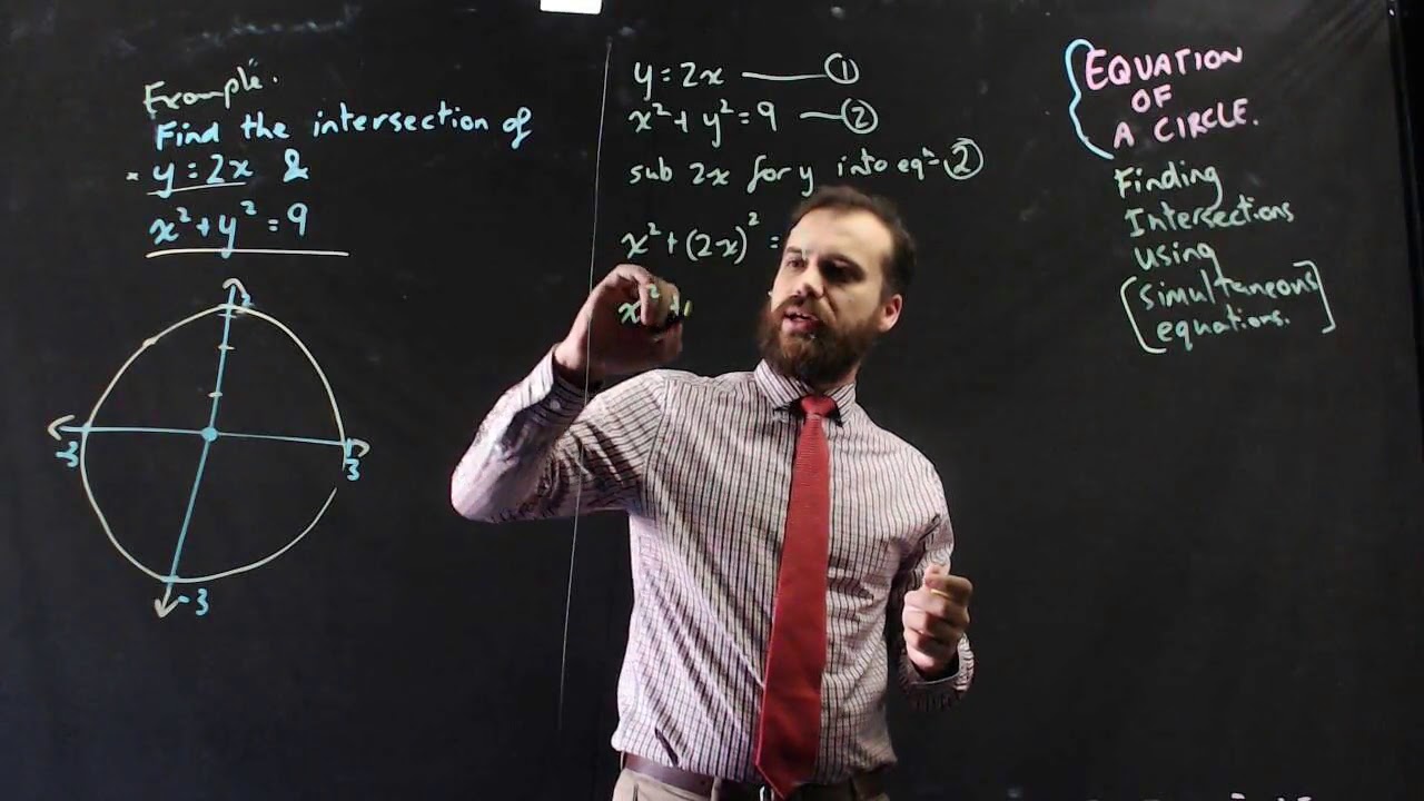 Equation of a circle finding intersection using simultaneous equations ...