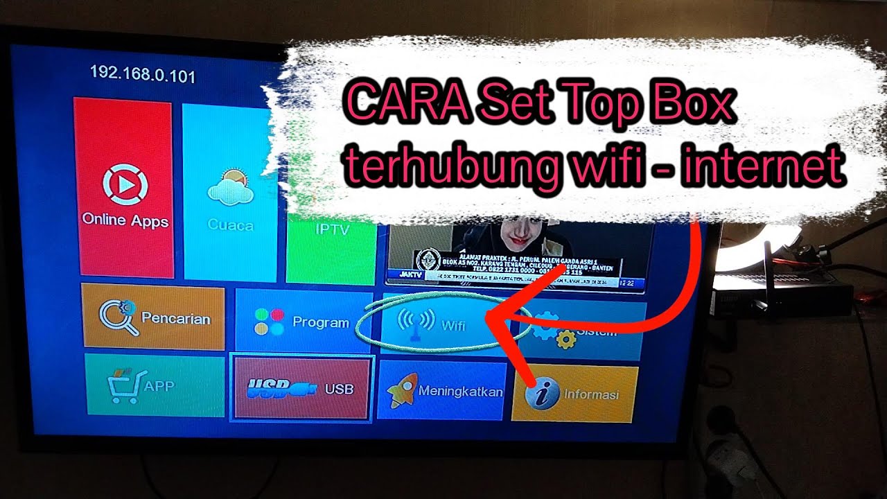 Cara menghubungkan koneksi Set Top Box STB ke WIFI agar bisa internet - YouTube