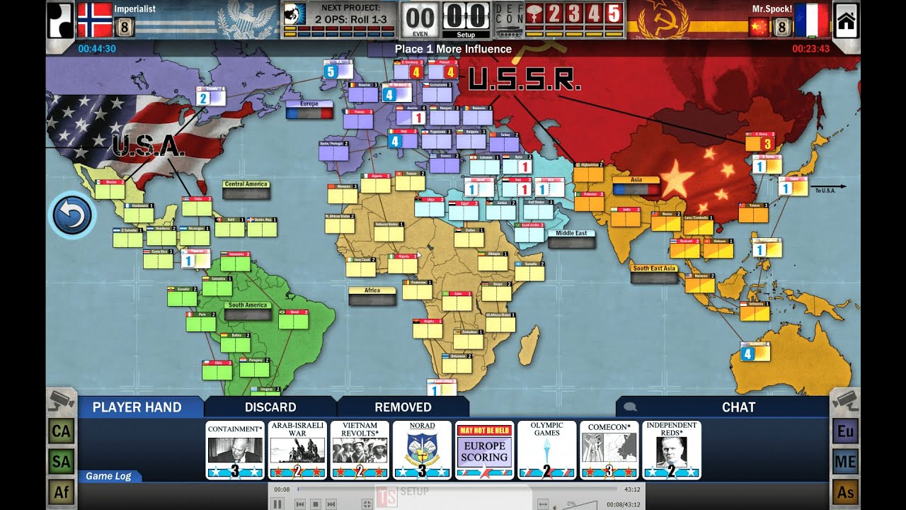 TwilightStruggle - Mr.Spock! (1650+) - Race against the clock - YouTube