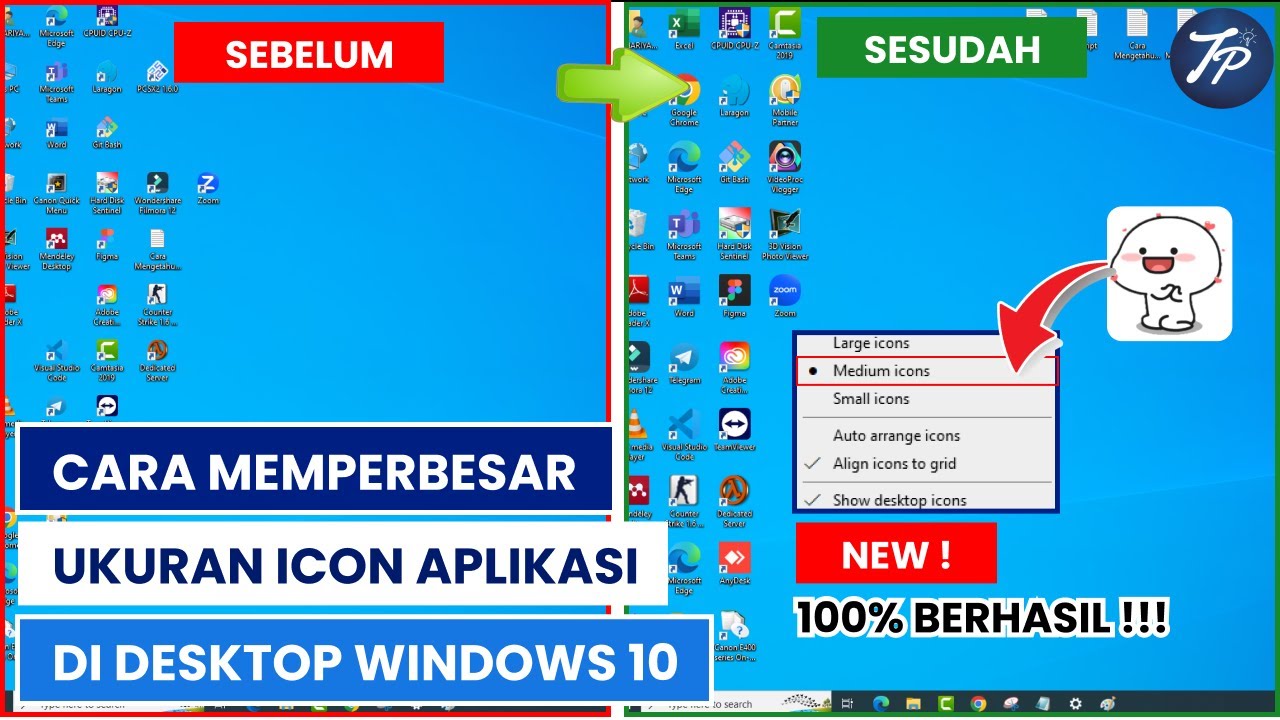 Cara Memperbesar Ukuran Icon Aplikasi Di Desktop Windows 10 - YouTube