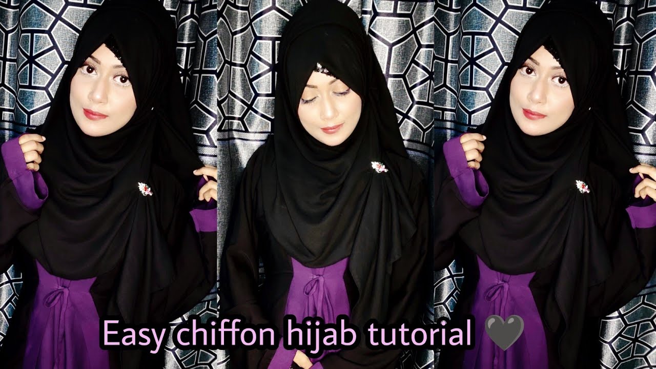 Most request chiffon hijab tutorial||2 minutes hijab tutorial🖤 - YouTube