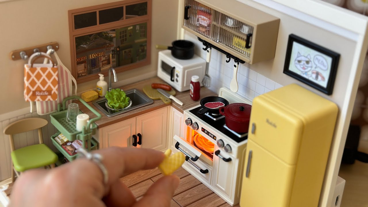 Rolife Happy Meal Kitchen - DIY Miniature Kit Unbox and Setup ASMR ...