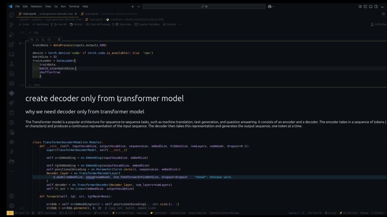 code generator using transformers (decoder only) - YouTube