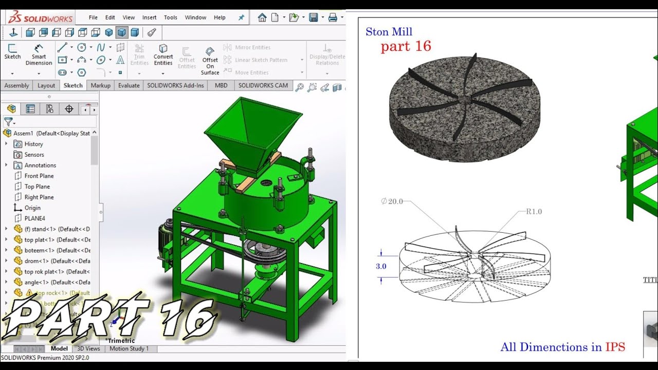 Stone Mill part 16/25 in solidworks | Solidworks beginners | Solidworks ...