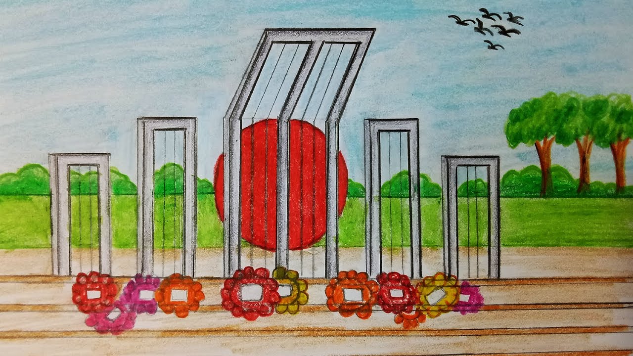 How to draw Shahid Minar.Step by step(easy draw) - YouTube