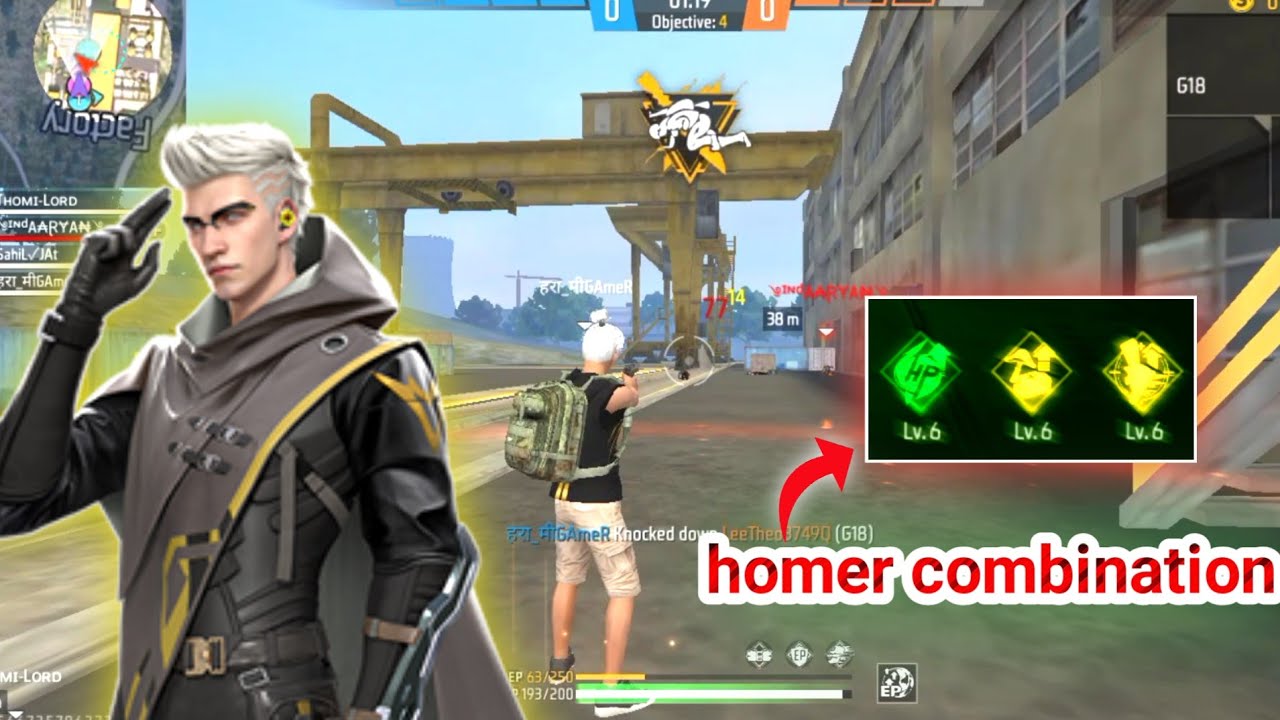 Homer character combination | Free Fire homer best skills combination ...