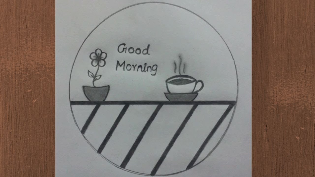 How to draw a Good morning with coffee cup | Easy drawing ...