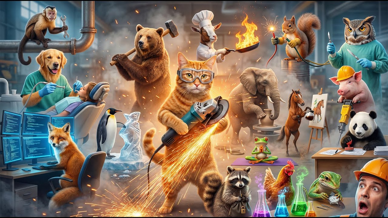 Animals Doing Human Jobs 😂🐾 #AnimalChaos #ViralShorts #ComedyReels ...