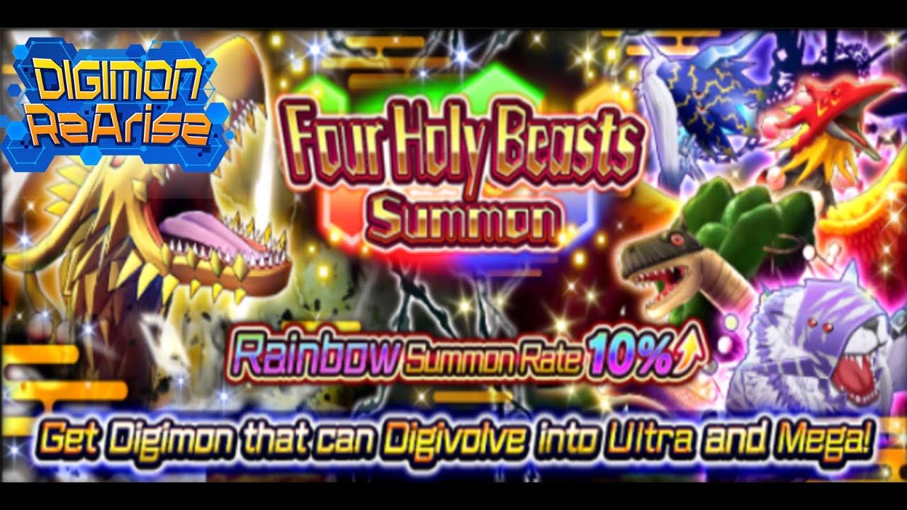 [10% RATE UP] Four Holy Beast Summon Digimon Rearise Global - YouTube