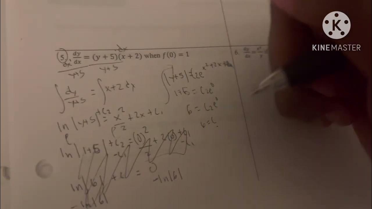 7.7 separation of variables (particular solutions) - YouTube