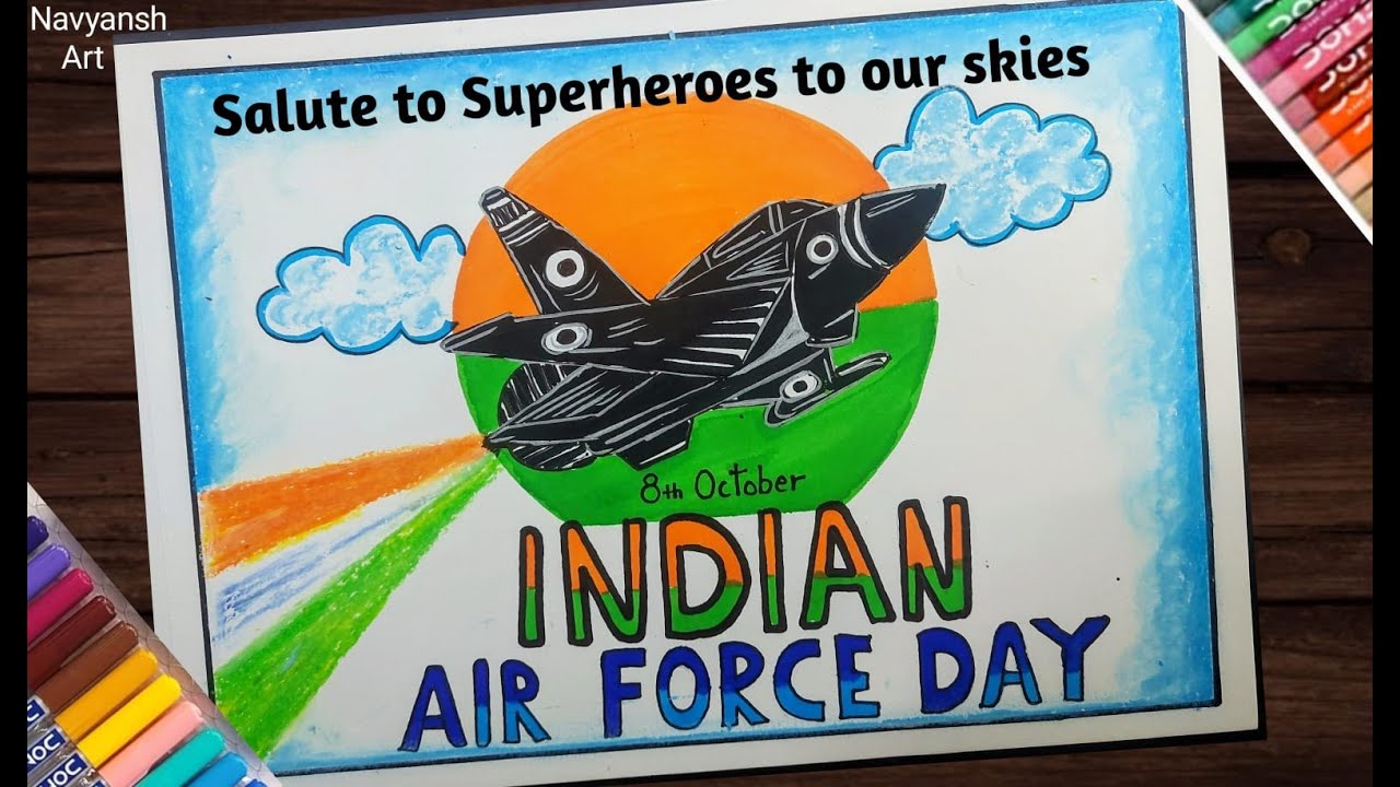 Indian Air Force Day drawing / How to draw Indian Air Force Day poster ...