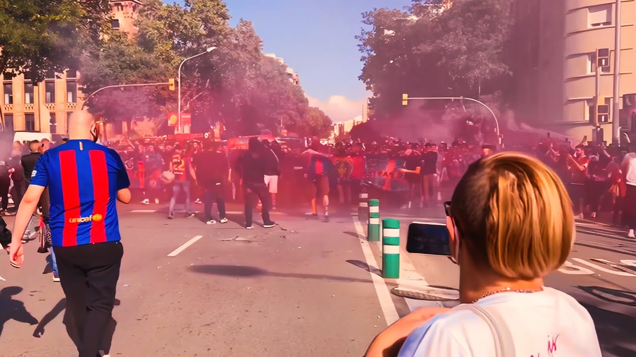 barcelona fans set street on fire 🔥el clasico🔥 - YouTube