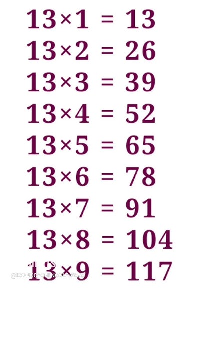 Table of 13 in English-Multiplication table of 13 - YouTube