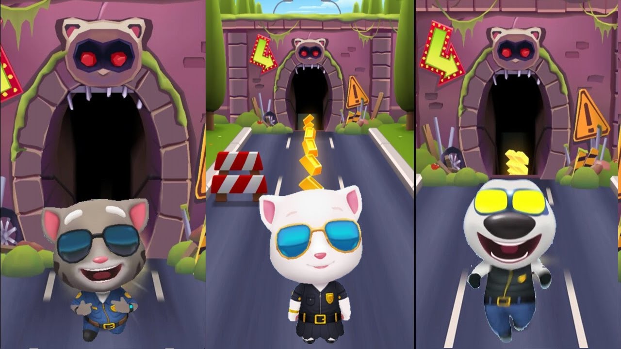 Talking Tom Gold Run - Officer Tom vs Agent Angela vs Deputy Hank vs ...