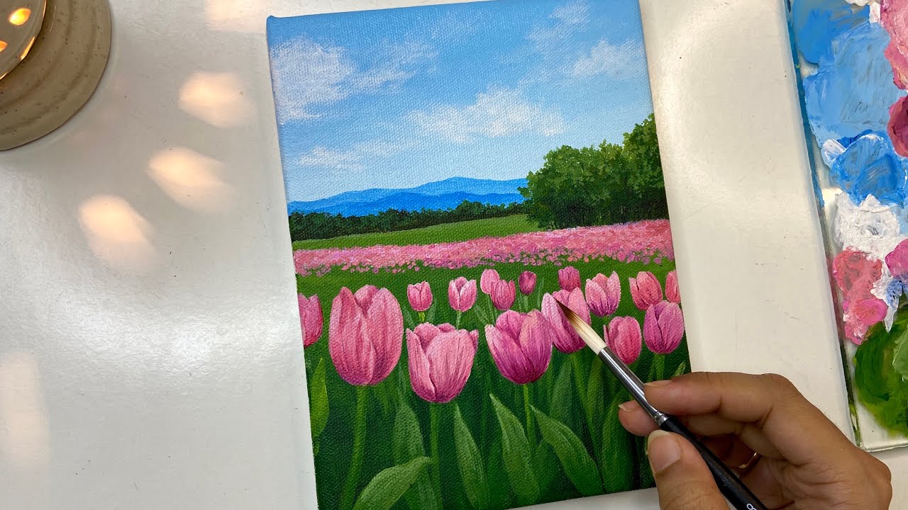 Acrylic painting tulip flowers/ acrylic painting tutorial/ acrylic ...