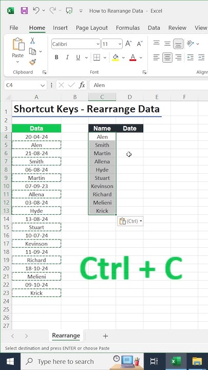 How To Rearrange Data Excel Shorts Youtube