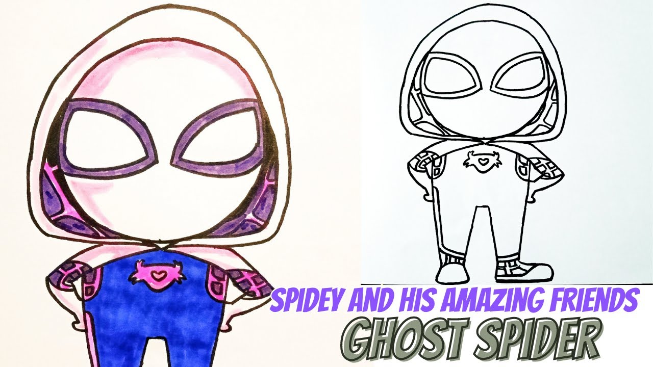 Let's Draw Ghost Spider Gwen Stacy | Spidey and His Amazing Friends ...