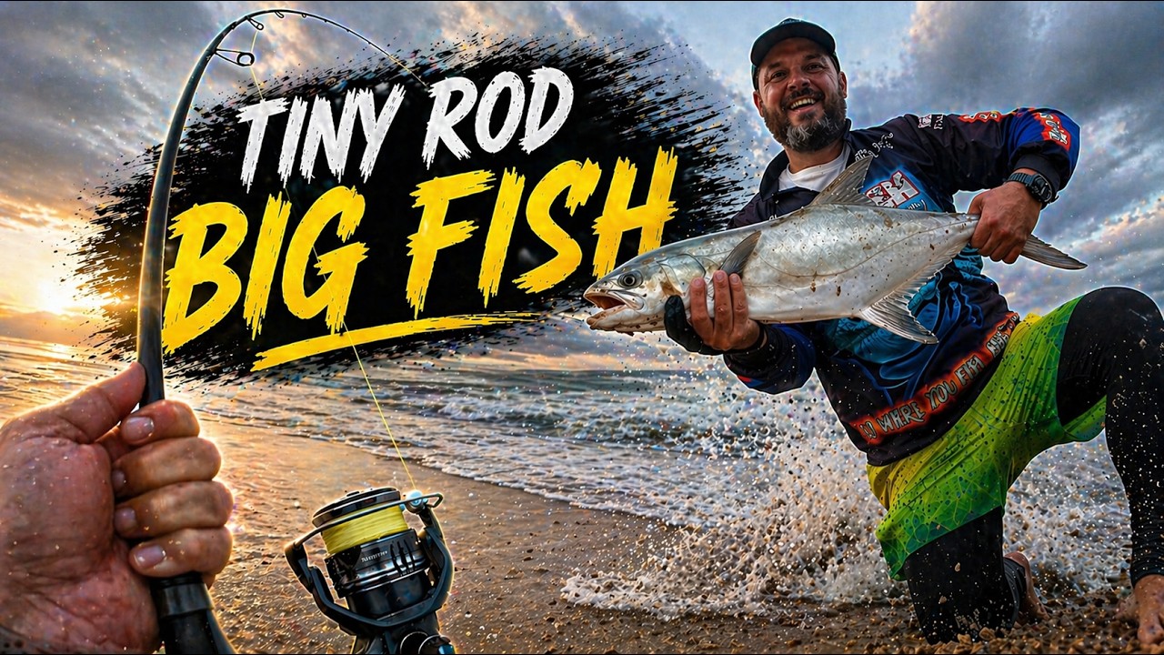 Big Garrick / Leerie on ultra-light tackle in the surf! - YouTube