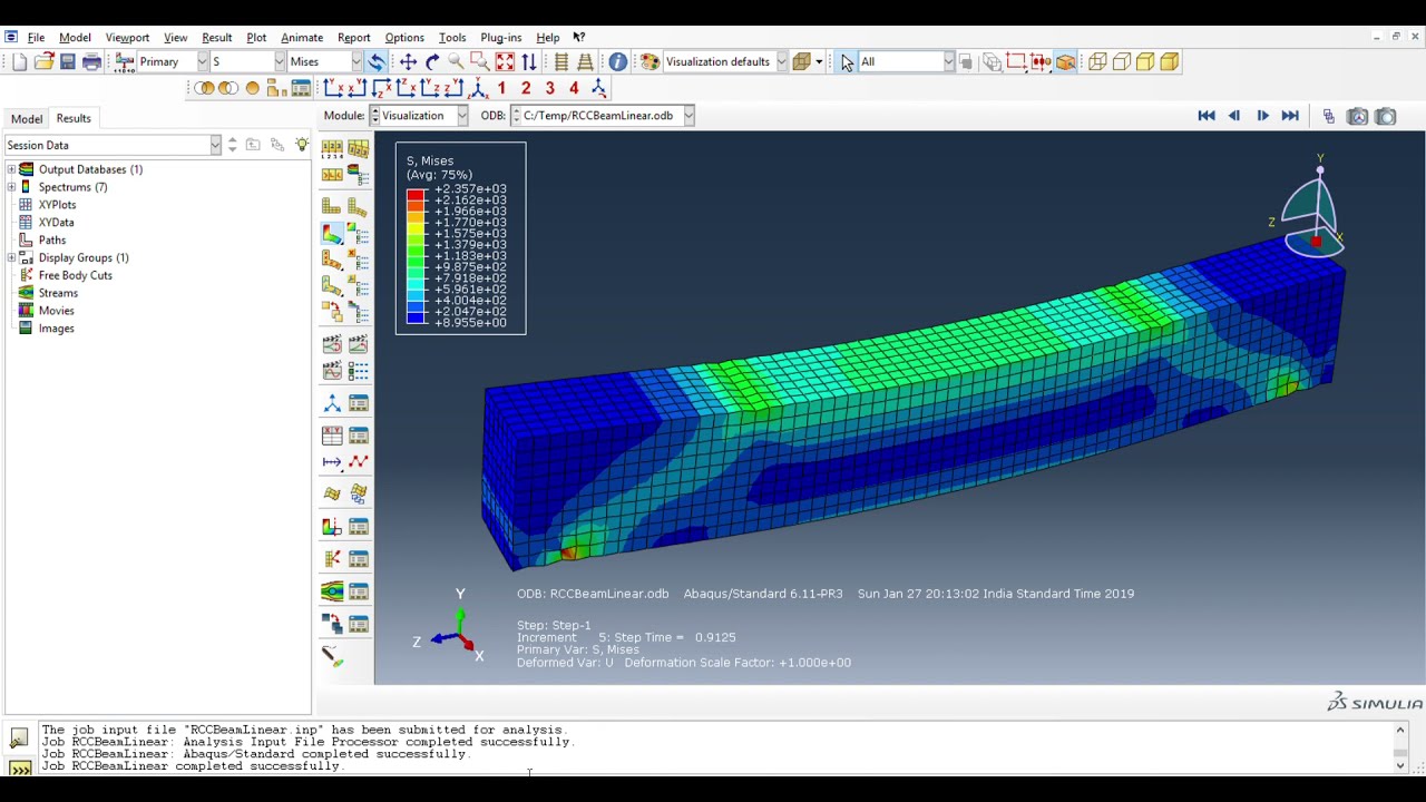 Abaqus beam deflection - YouTube