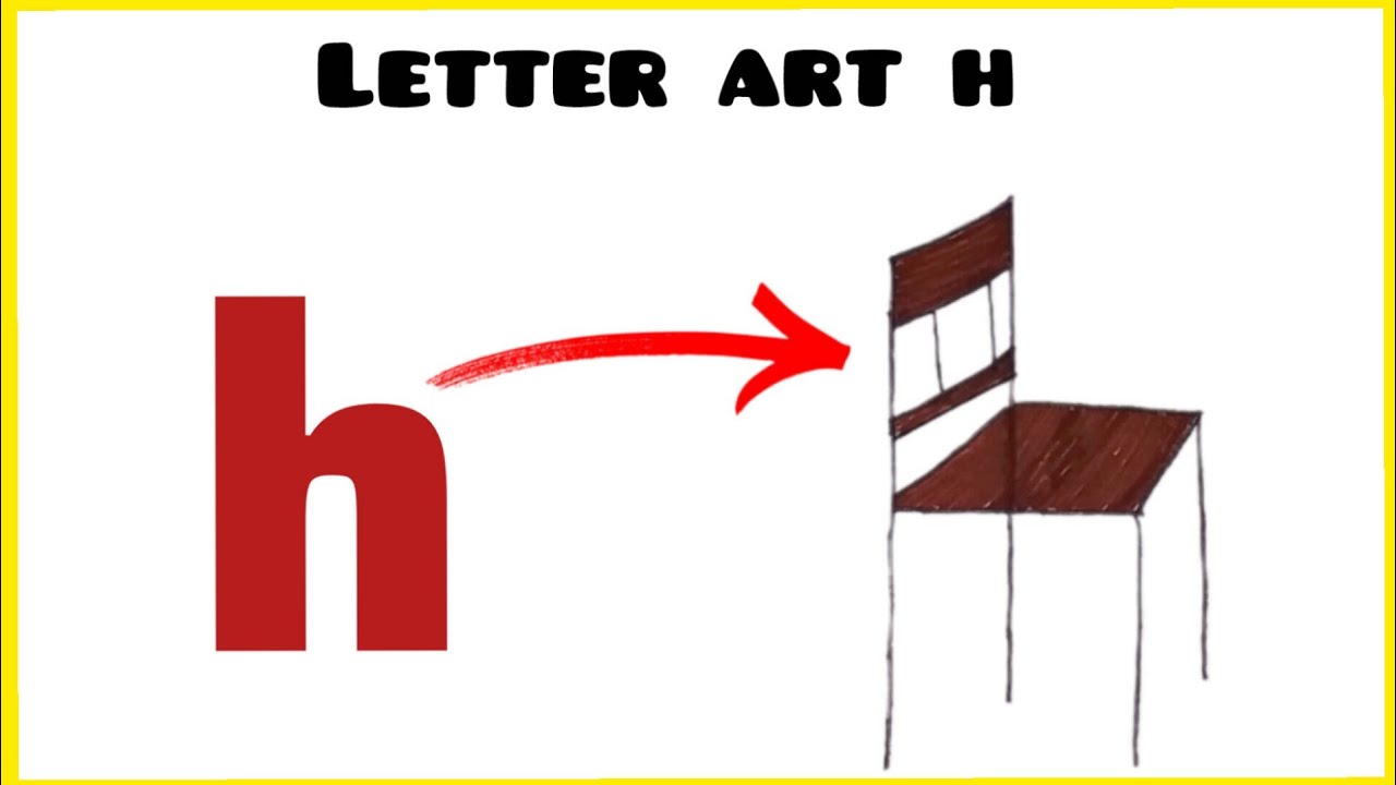 How to draw a chair from letter h, easy drawing for kids, letter ...