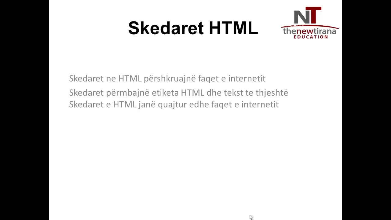 HTML Shqip - 1 - Hyrje - Tirana Education - YouTube