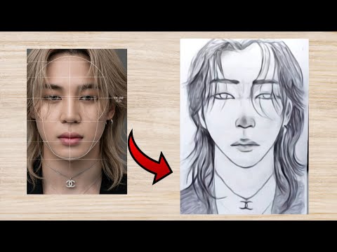 [ BTS ] Jimin drawing with long hair 🇮🇳💜 Jimin Drawing Easy / Face tutorial easy