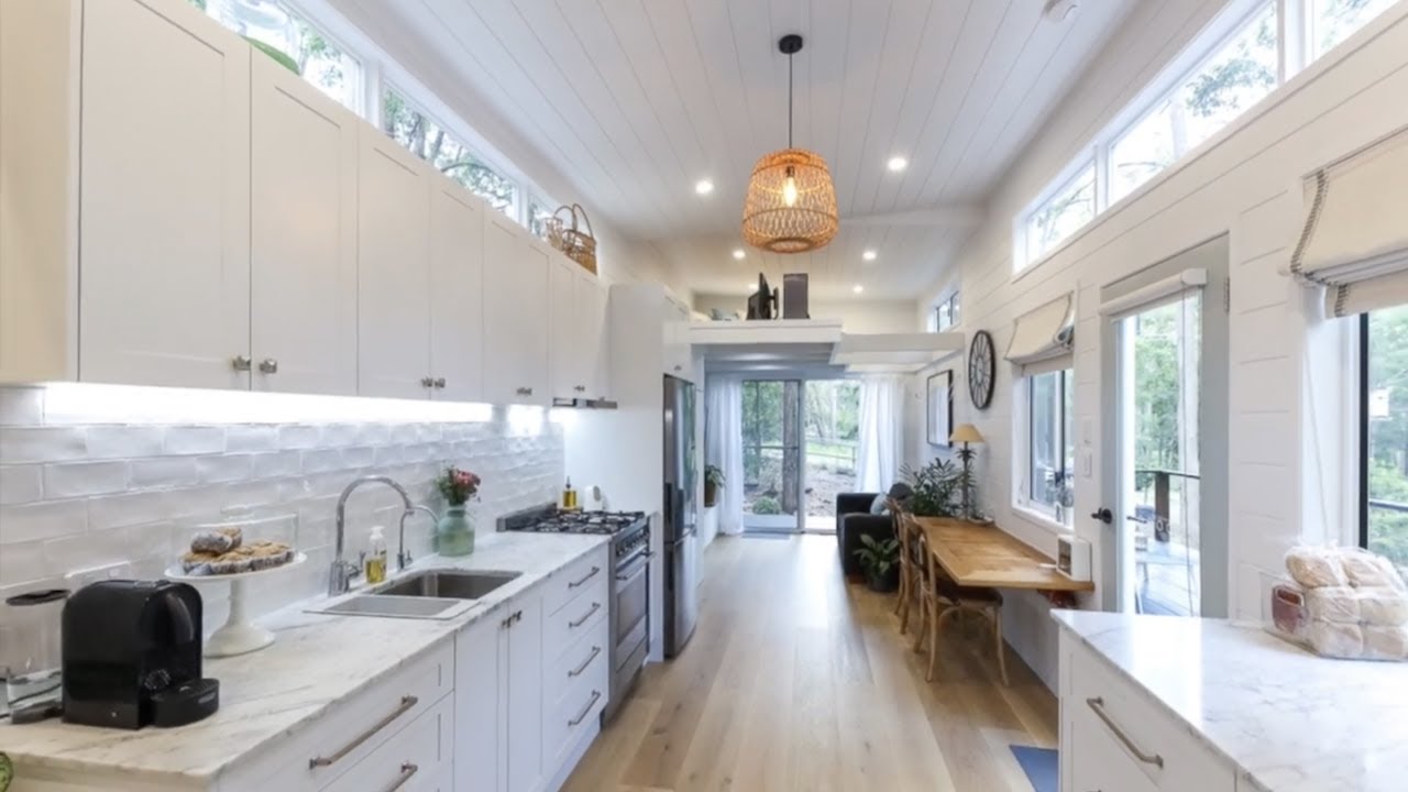 Absolutely Stunning Hampton-style Tiny House on Wheels in AU - YouTube