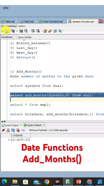 Date Cunction: add_months() in SQL - YouTube