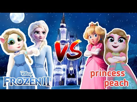 Princess Peach 🍑 Vs Elsa from Frozen 2 - My Talking Angela 2 - please ...