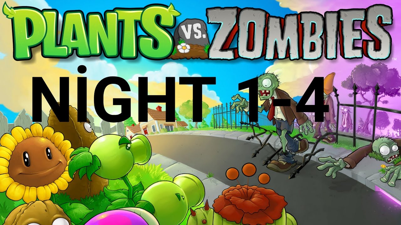 Plants vs Zombies - Night 1-4 Gameplay Gameplay (no commentary) - YouTube
