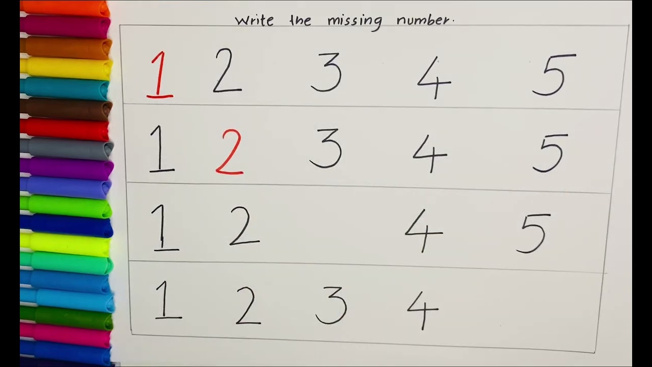 Missing Numbers | 12345 | Handwritten Worksheet | Kids Learning # ...