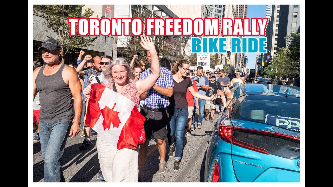 Toronto protest Freedom rally - Sept 18 2021 - Bike ride narrated ...