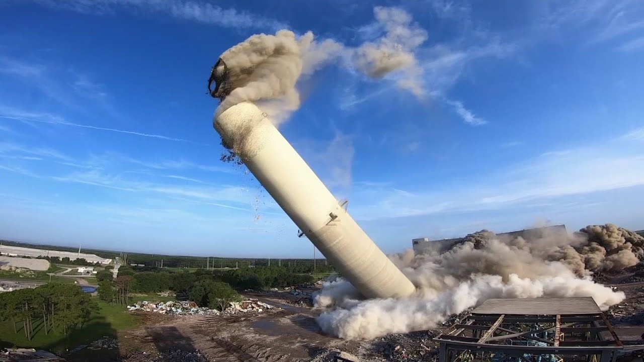 Boilers, stack implodes in Jacksonville Florida - YouTube