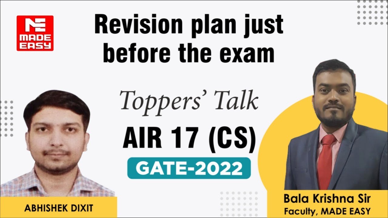 GATE 2022 Topper | Computer Science | Abhishek Dixit | AIR-17 | Toppers ...