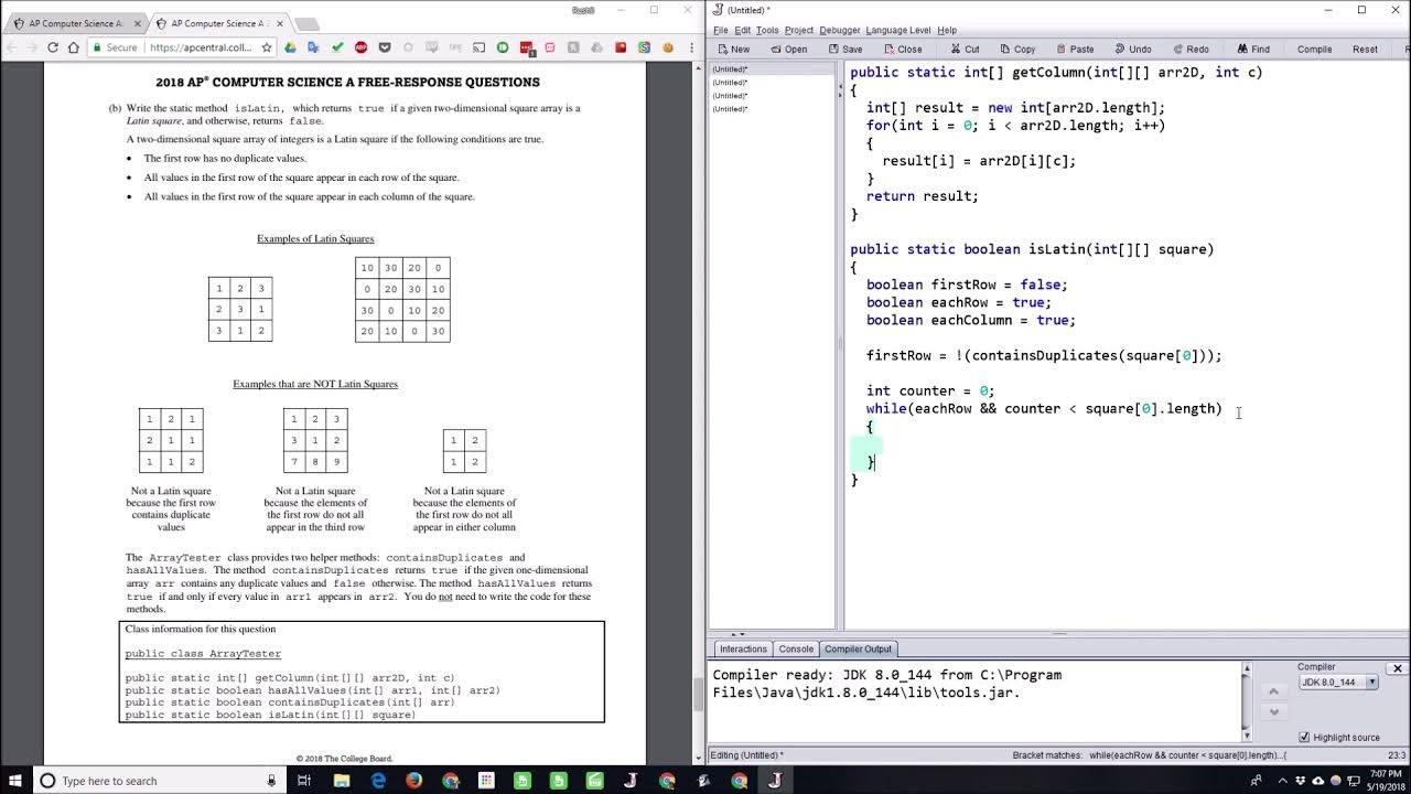 2018 AP Computer Science A FRQ #4 - YouTube