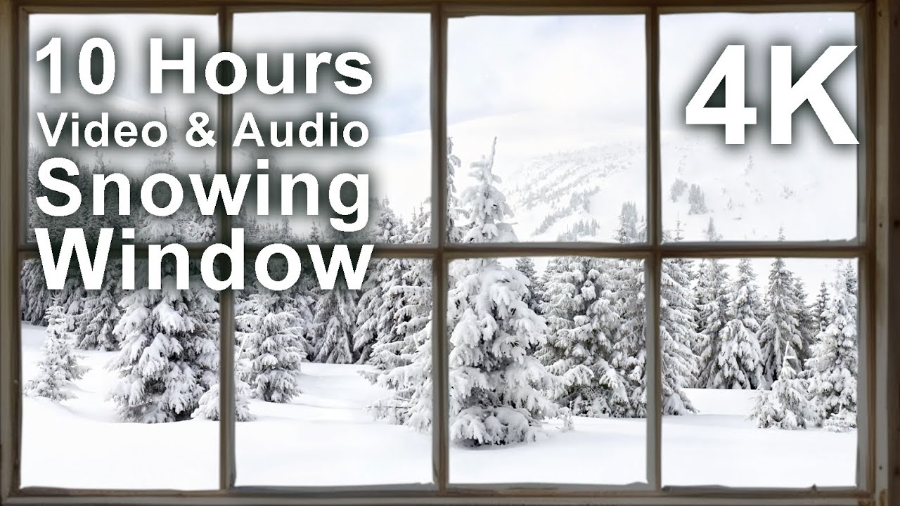 4K 10 hours - Snowing Window Scene like a Snow Globe - relaxing, gentle ...
