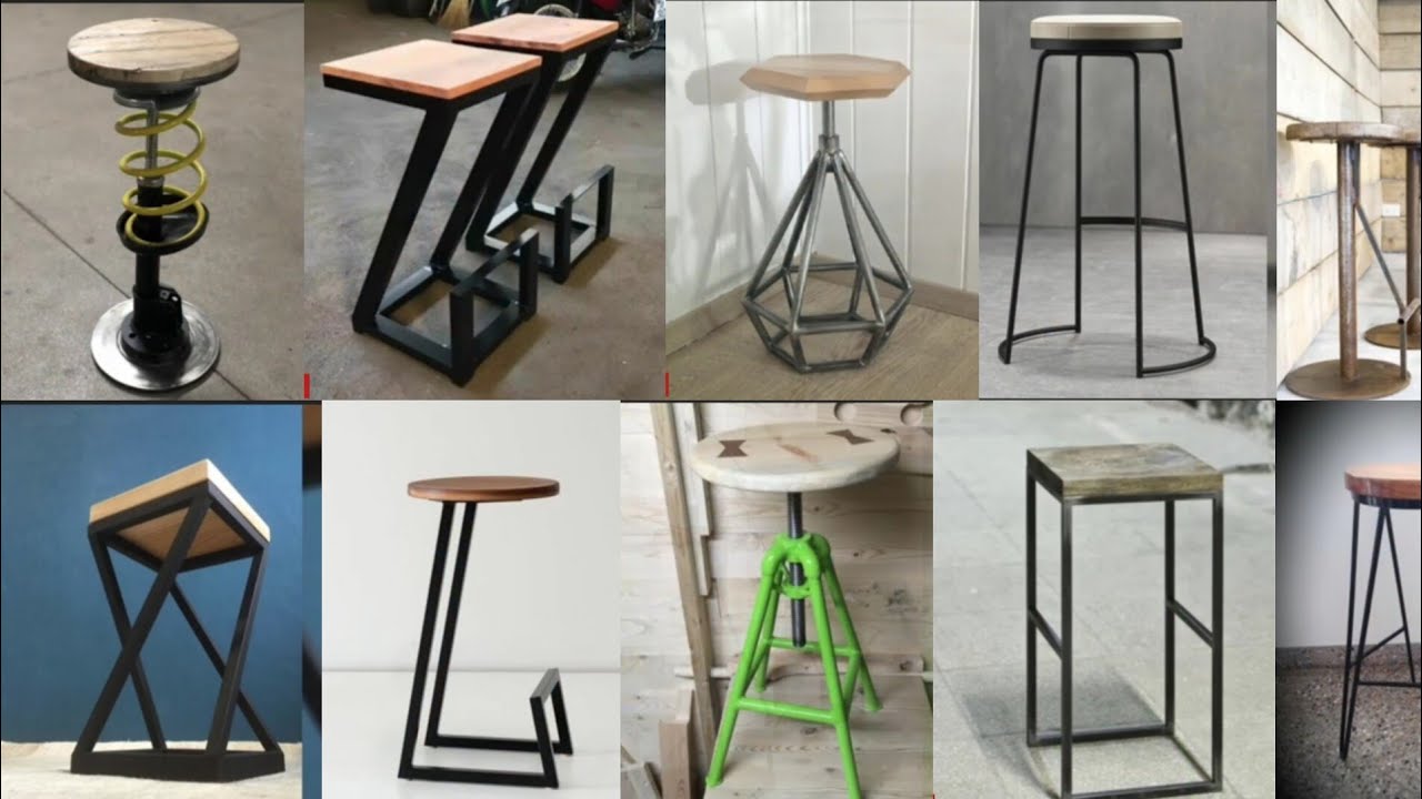 matel frame wooden stool designe,,scrape metal art decoration - YouTube