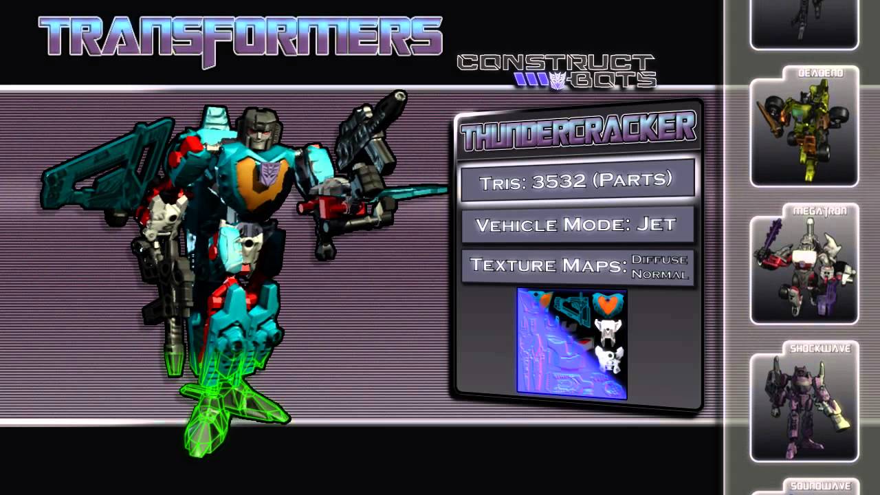 Transformers Construct Bots App Thundercracker Character Model Sheet ...