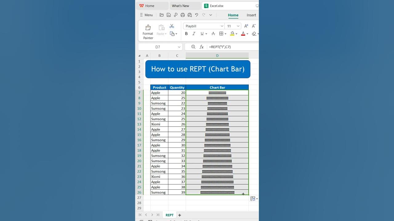 Rept Chart Bar Shorts Excelfansonly Excelfunction Exceltips Excelformula Excel