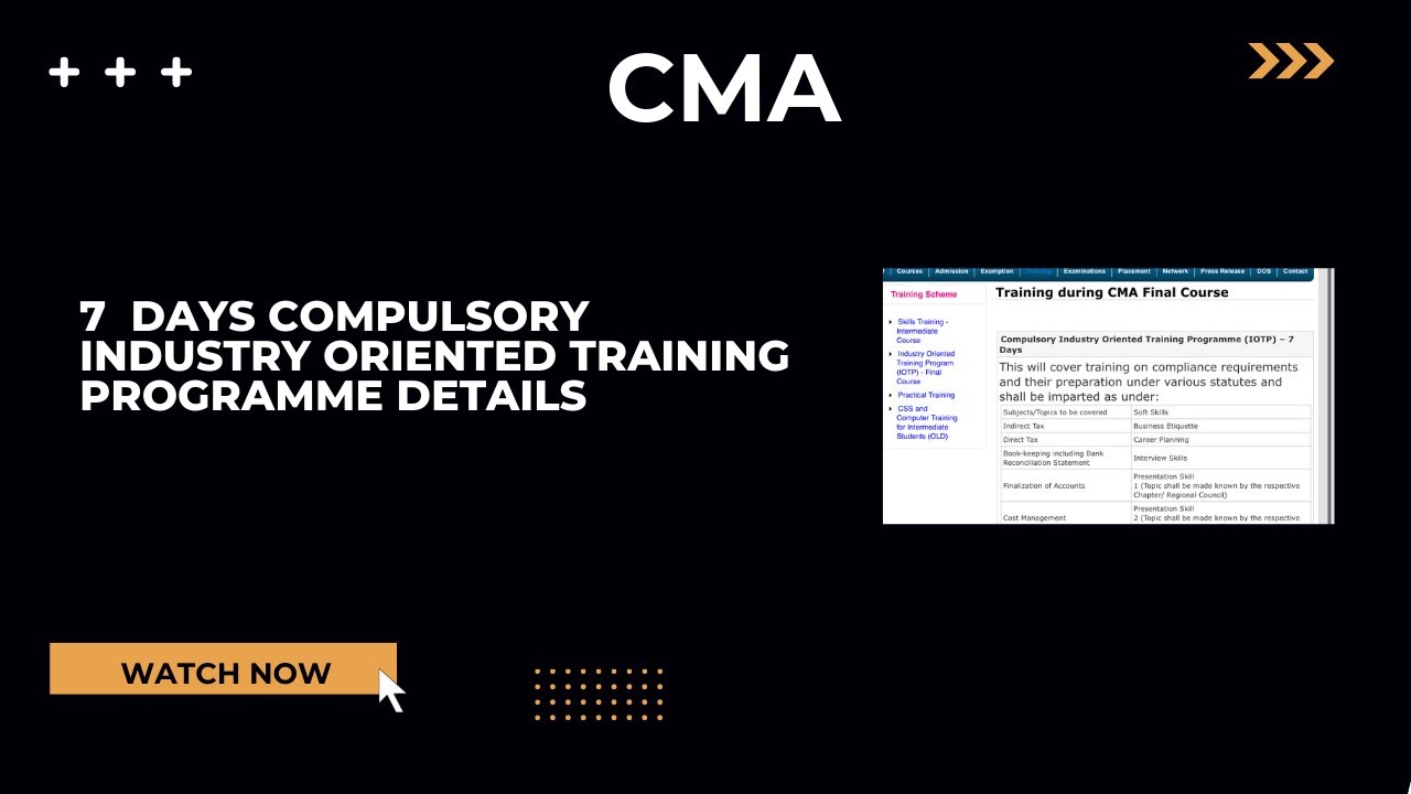 7 days Compulsory industry oriented training programme ( IOTP) | CMA ...