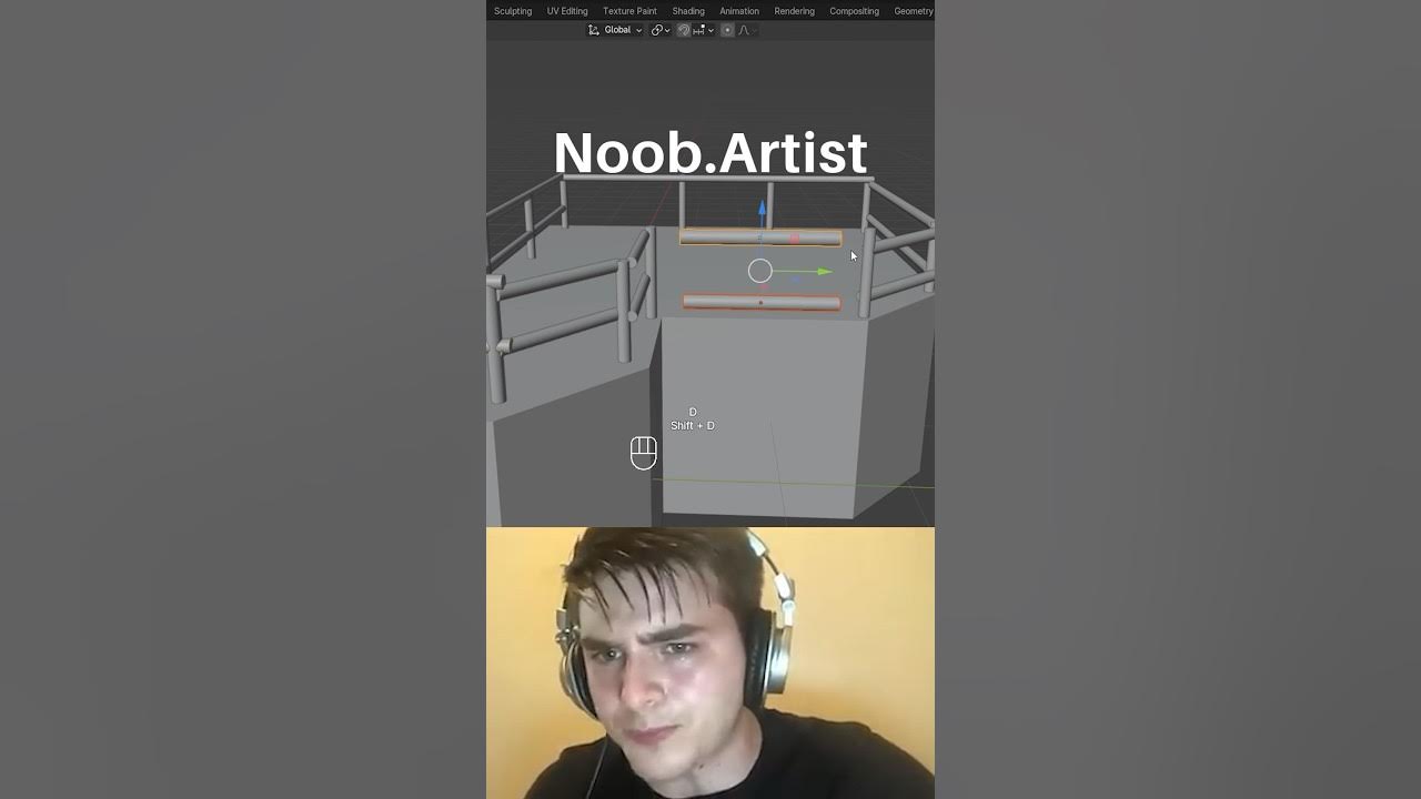Noob vs Pro artist: creating handrails #blendertutorial #blender #blendercommunity #blender3d # ...