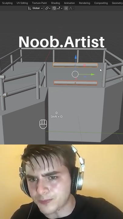 Noob vs Pro artist: creating handrails #blendertutorial #blender #blendercommunity #blender3d # ...