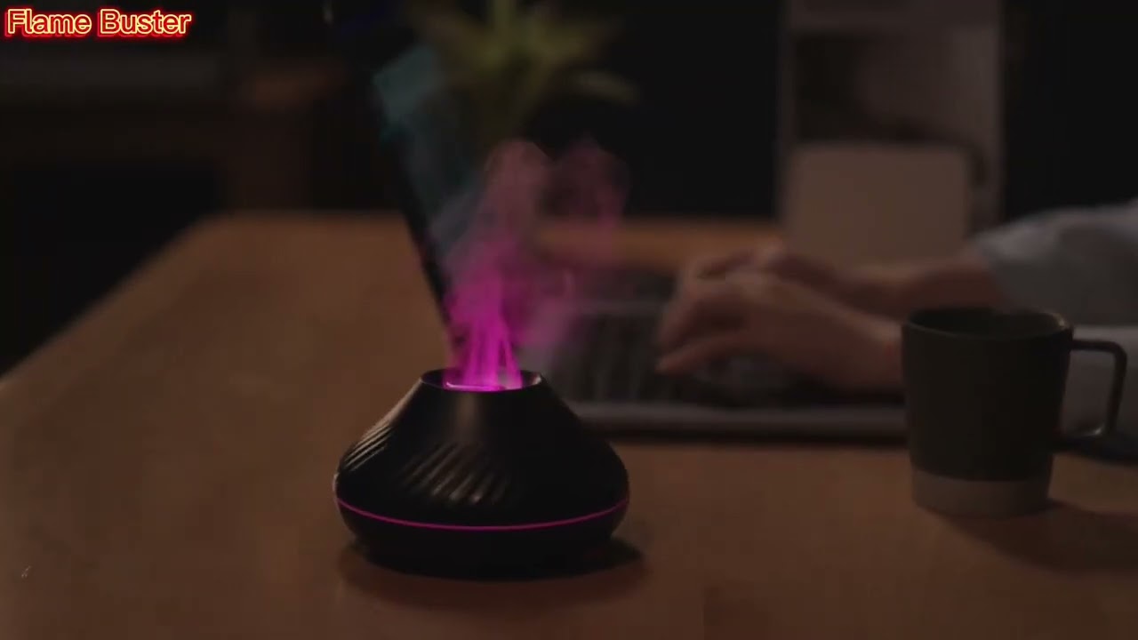 FlameBuster Volcanic Flame Aroma Diffuser Essential Oil Lamp 130ml USB ...
