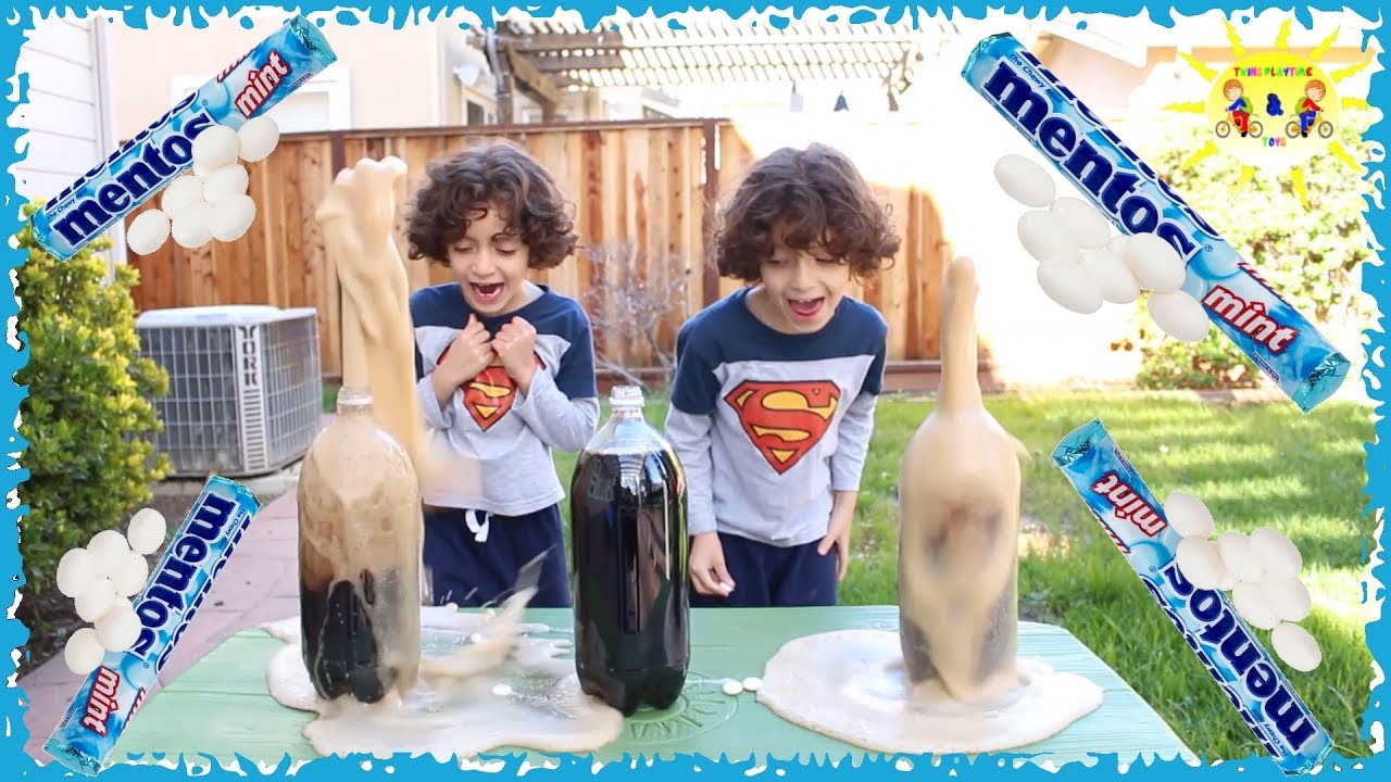 Soda and Mentos Explosion Experiment with the Ian Twins - YouTube
