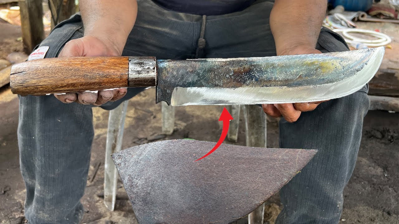 Knife Making | Forging A Sharp Machete From An Oldest Axe - YouTube